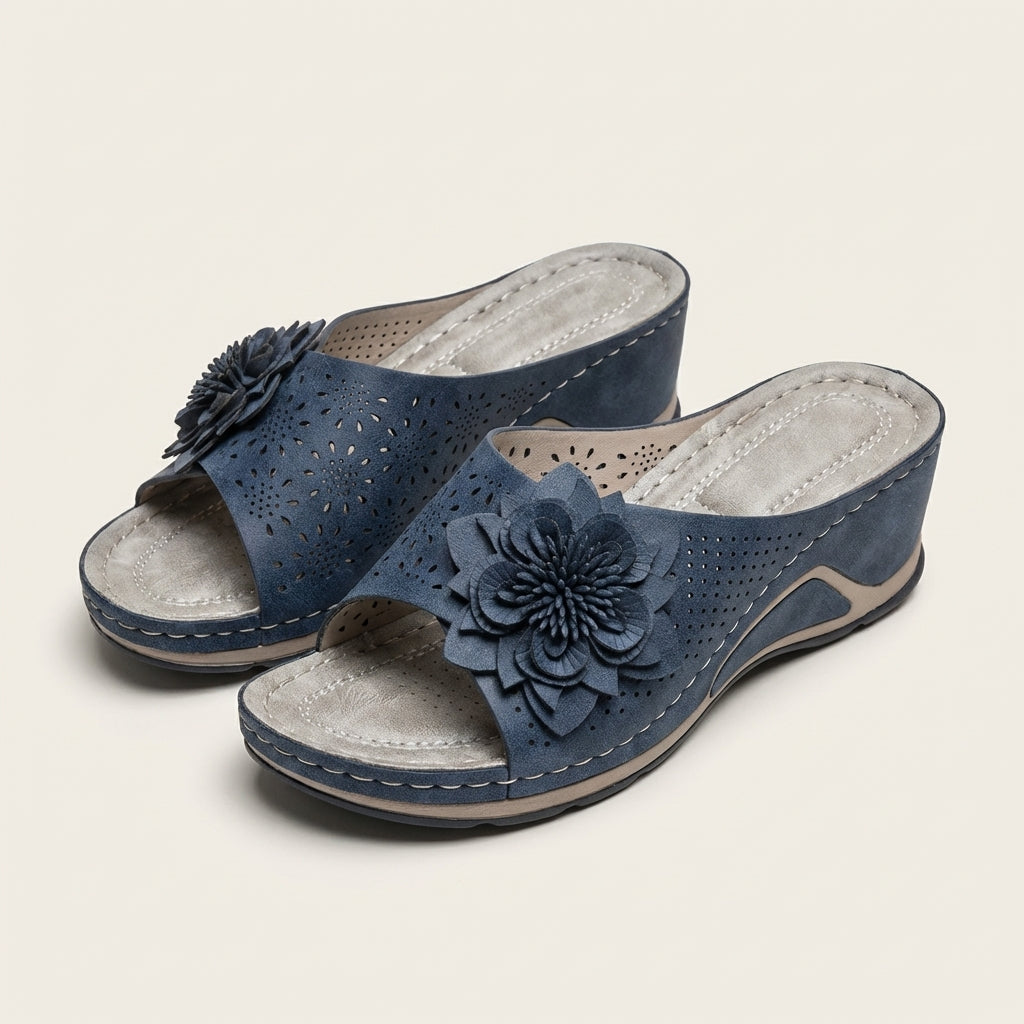 Aurora | Flower-Detail Orthopedic Wedge Sandal – Valora New York